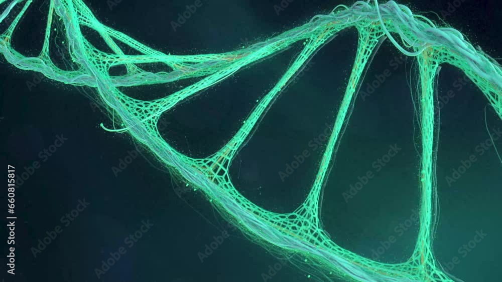 Abstract animated construction of a DNA molecule from particles ...