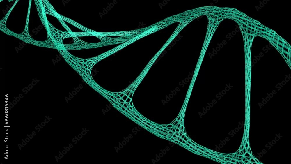 Abstract animated construction of a DNA molecule from particles ...