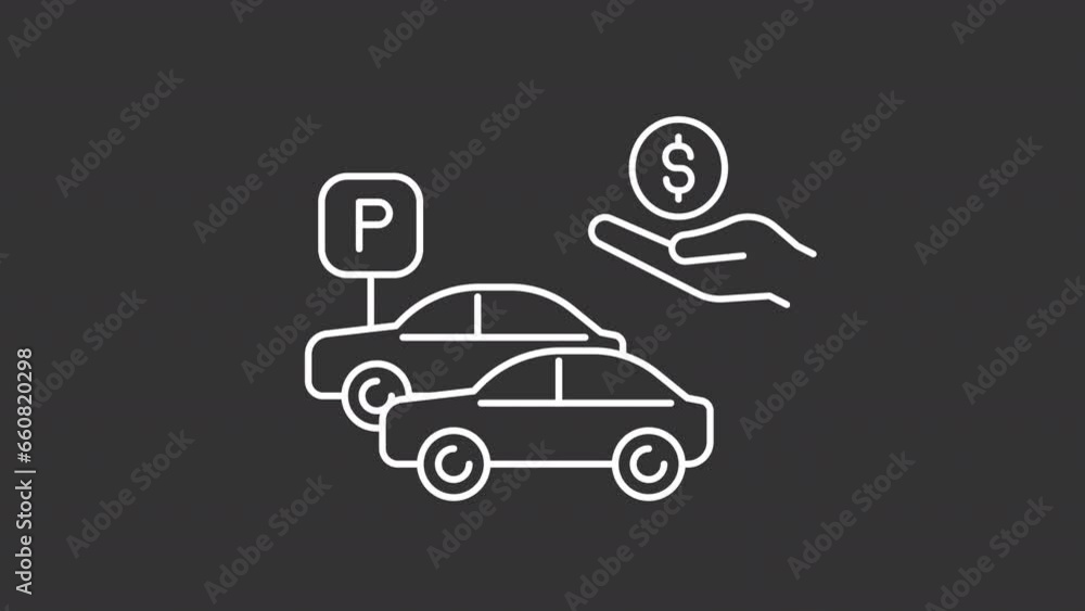 2D white simple thin line animation of free parking area, HD video with ...