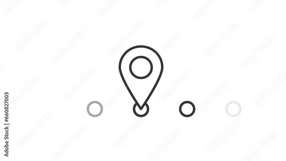 2D black simple thin line animation of map pointer loading icon, HD ...