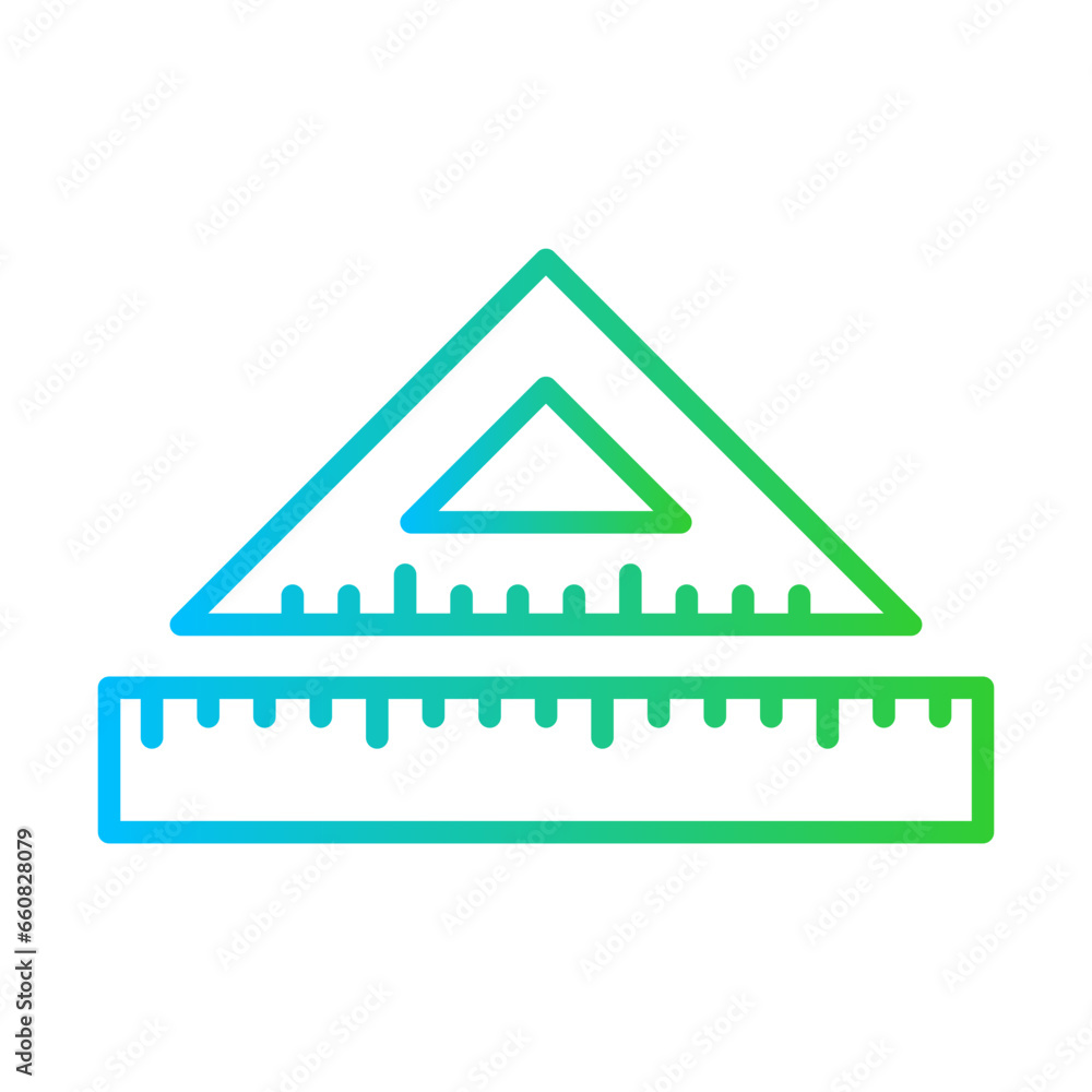 Ruler measurement icon with blue and green gradient outline style ...