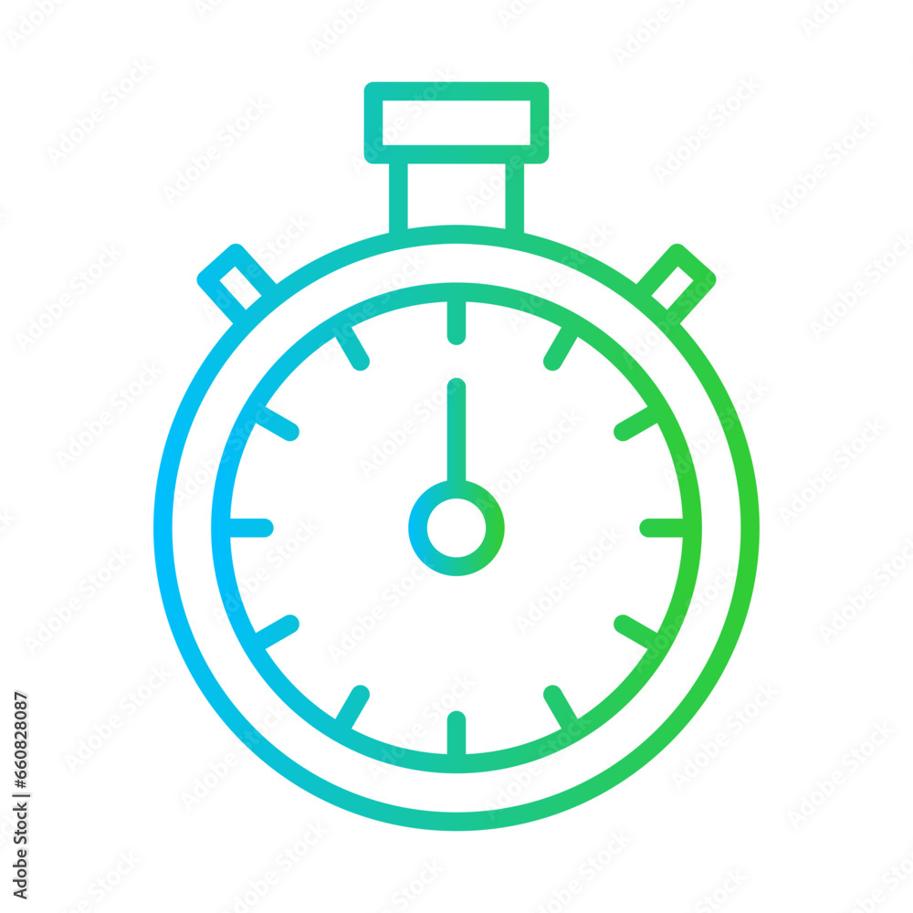 Stopwatch Measurement Icon With Blue And Green Gradient Outline Style