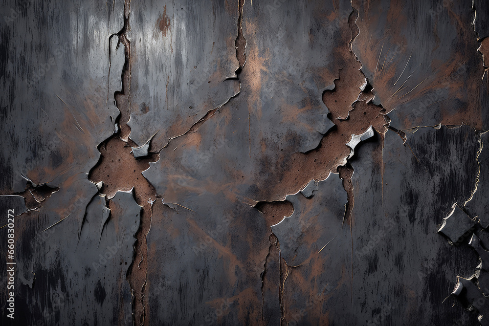 Rustic, decayed and damaged metal texture with weathered cinematic ...