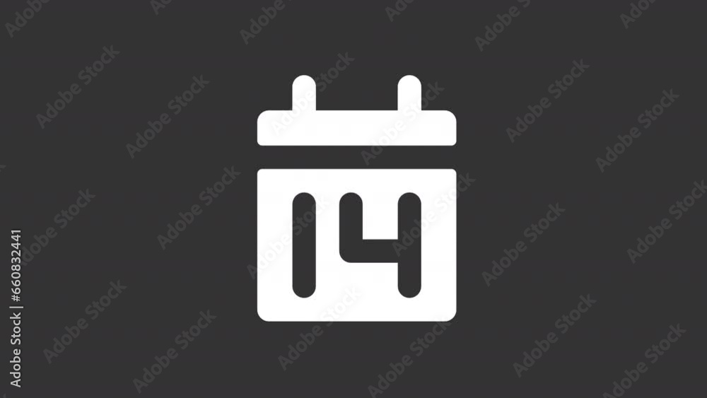 Animated calendar white solid icon. Schedule application. Time ...