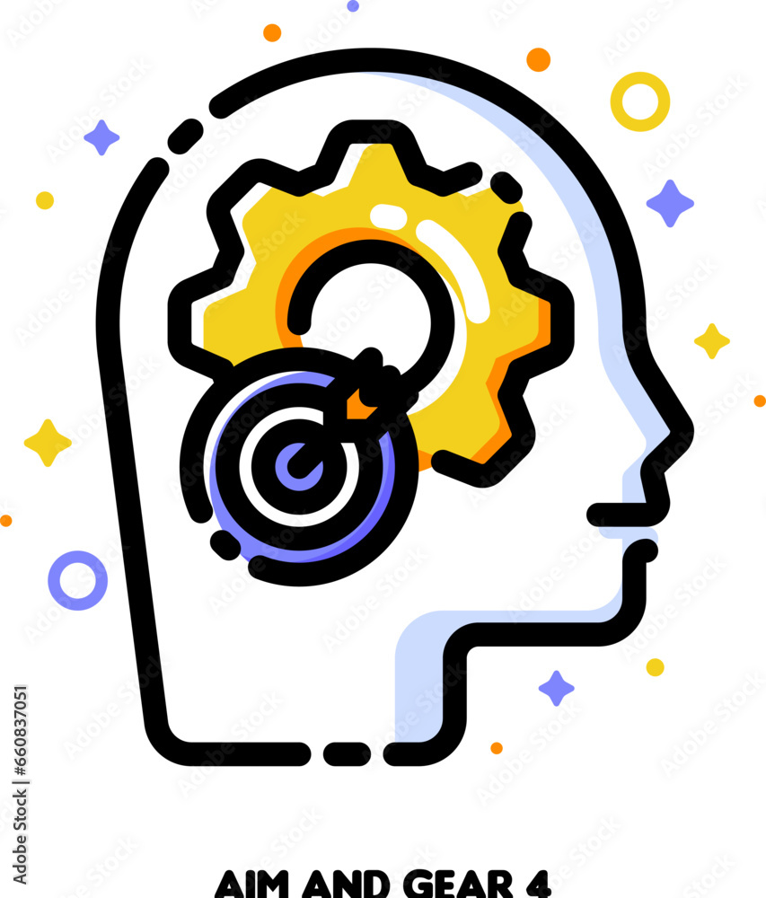 Icon of gear and dartboard with arrow for boosting efficiency through ... Icon of gear and dartboard with arrow for boosting efficiency through ...