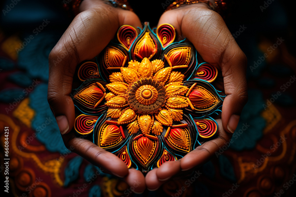 mandala design formed by interconnected hands or people, symbolizing ...