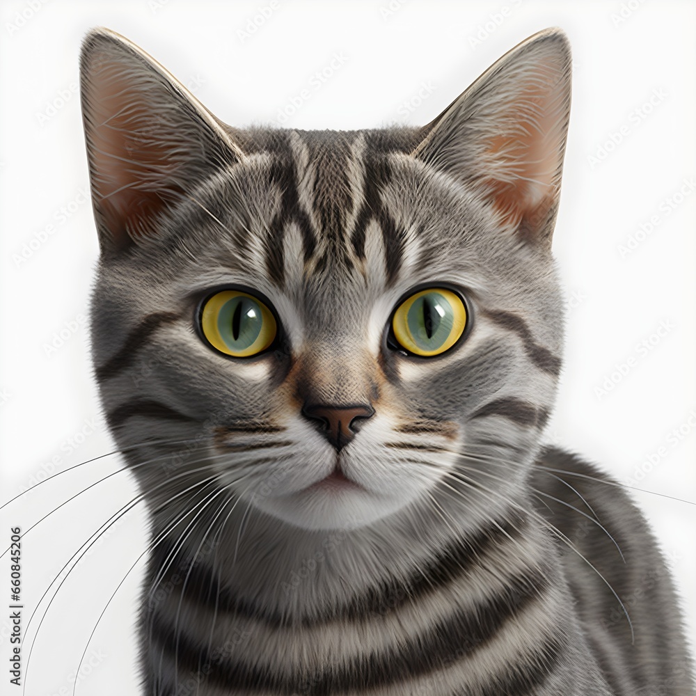straight Cat face 3d model white background early 2000 3d animation ...