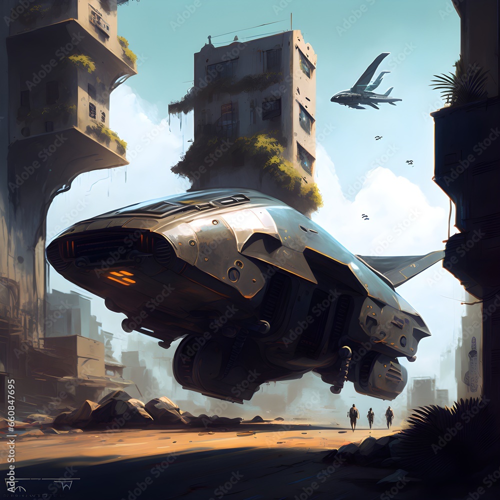 concept art futuristic Santo Domingo flying cars cinematic lighting ...