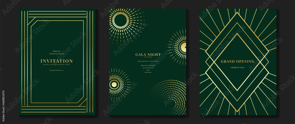 Luxury invitation card background vector. Golden elegant geometric ...