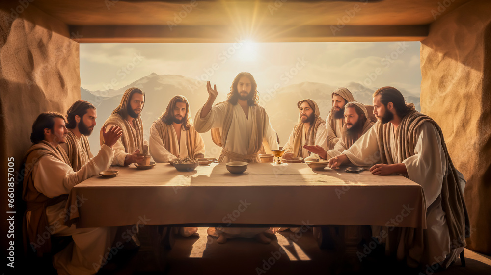 digital painting image of the representation of the last supper of ...