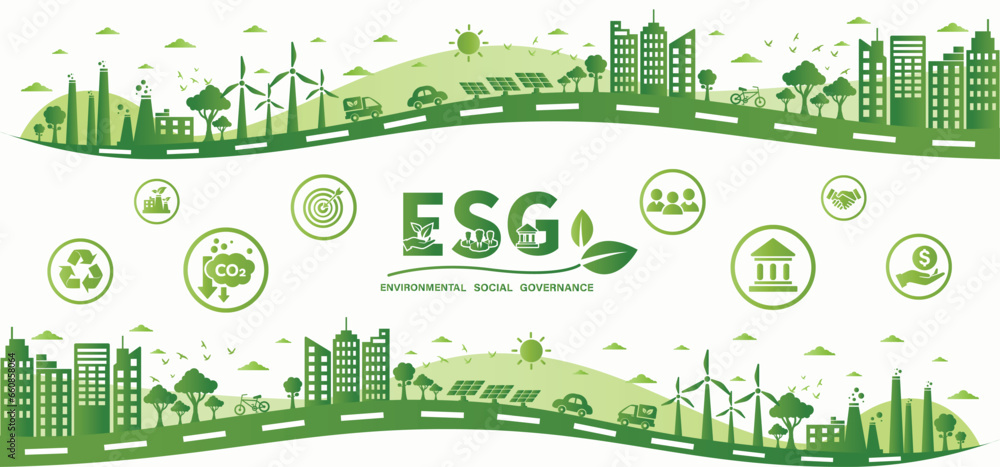 ESG concept icon for business and organization, Environment, Social ...