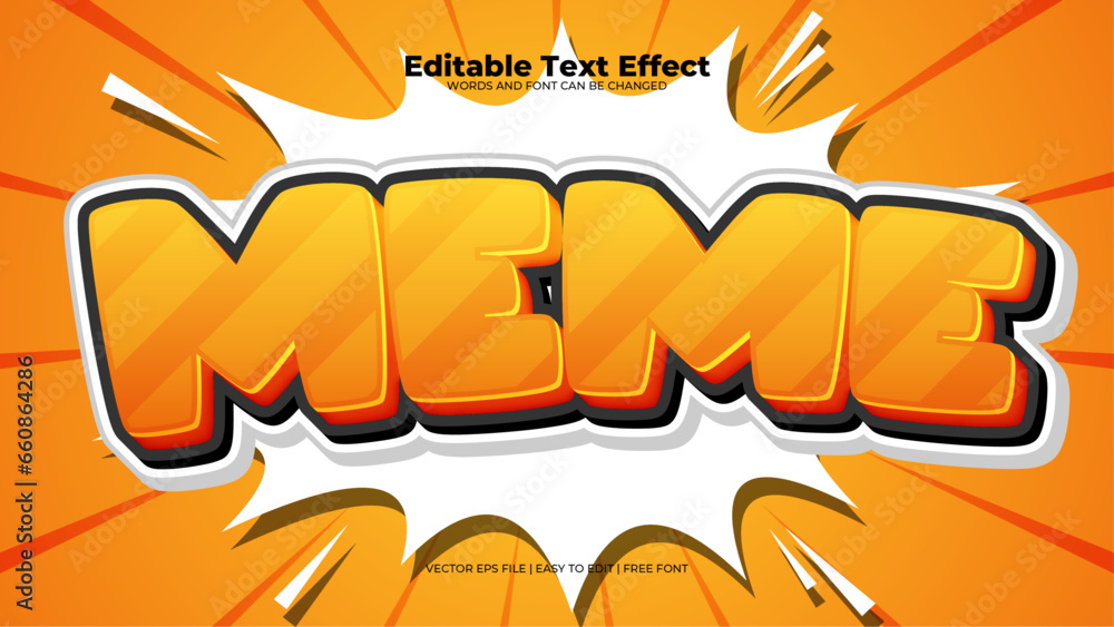 Orange and white meme 3d editable text effect - font style Stock Vector ...