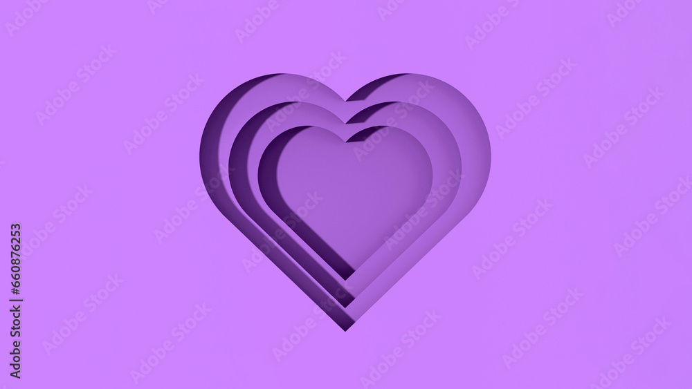 violet hearts with shadows. heart-shaped grooves with shadows ...