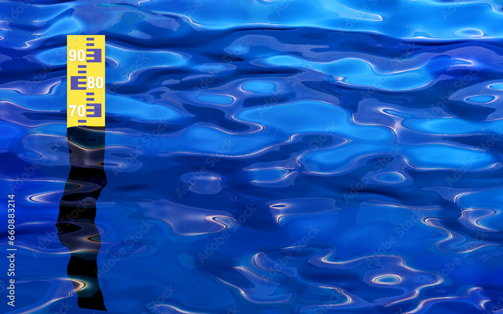 ภาพประกอบสต็อก 3D rendering of the water level gauge measures the ...