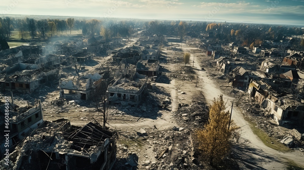 War and destruction: Aerial views of cities destroyed in the civil war ...