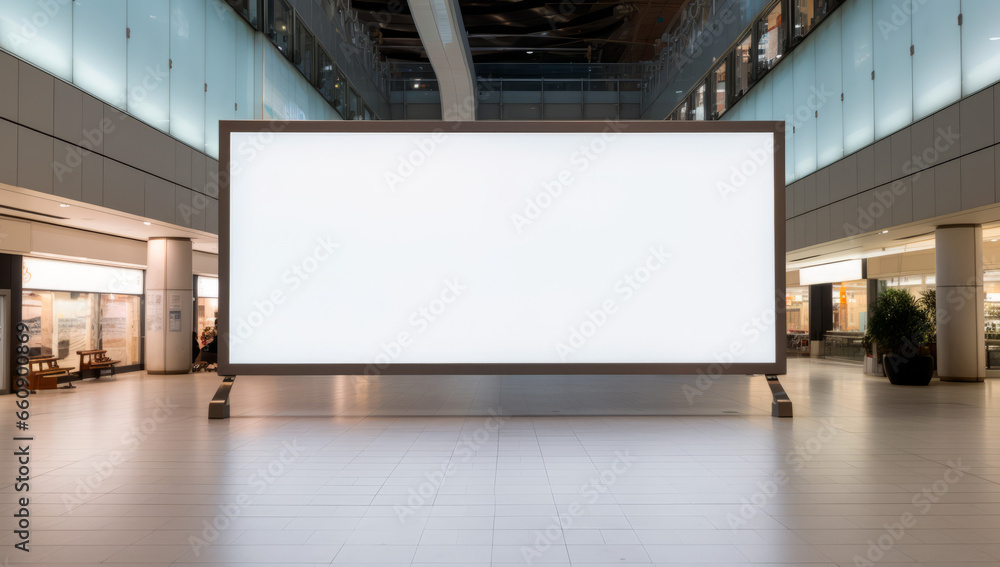 Mockup with background in shopping centre gallery, digital media blank ...