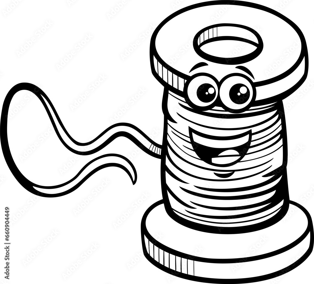 cartoon spool of thread clip art coloring page Stock Vector | Adobe Stock