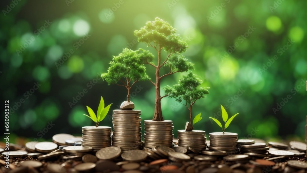 ESG concept of environmental, social, and governance.ESG small tree on ...