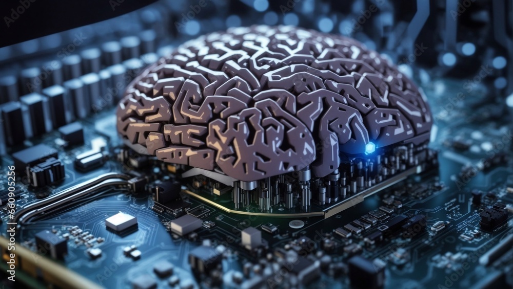 human brain and artificial intelligence concept, big data processing ...