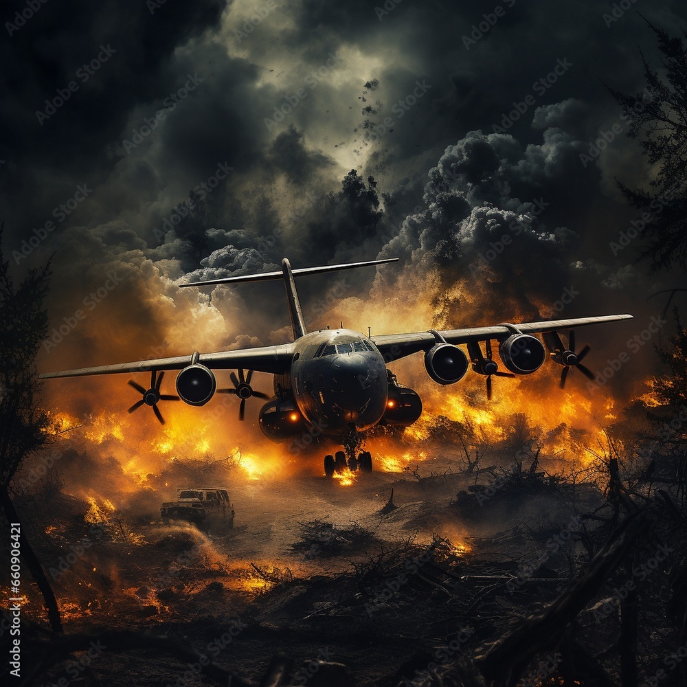 flugzeug armee pamnzer krieg unfall explosion fueer feuerball militär ...