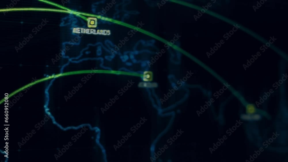 Vidéo Stock World map with different targets for cyber attack. Hacking ...