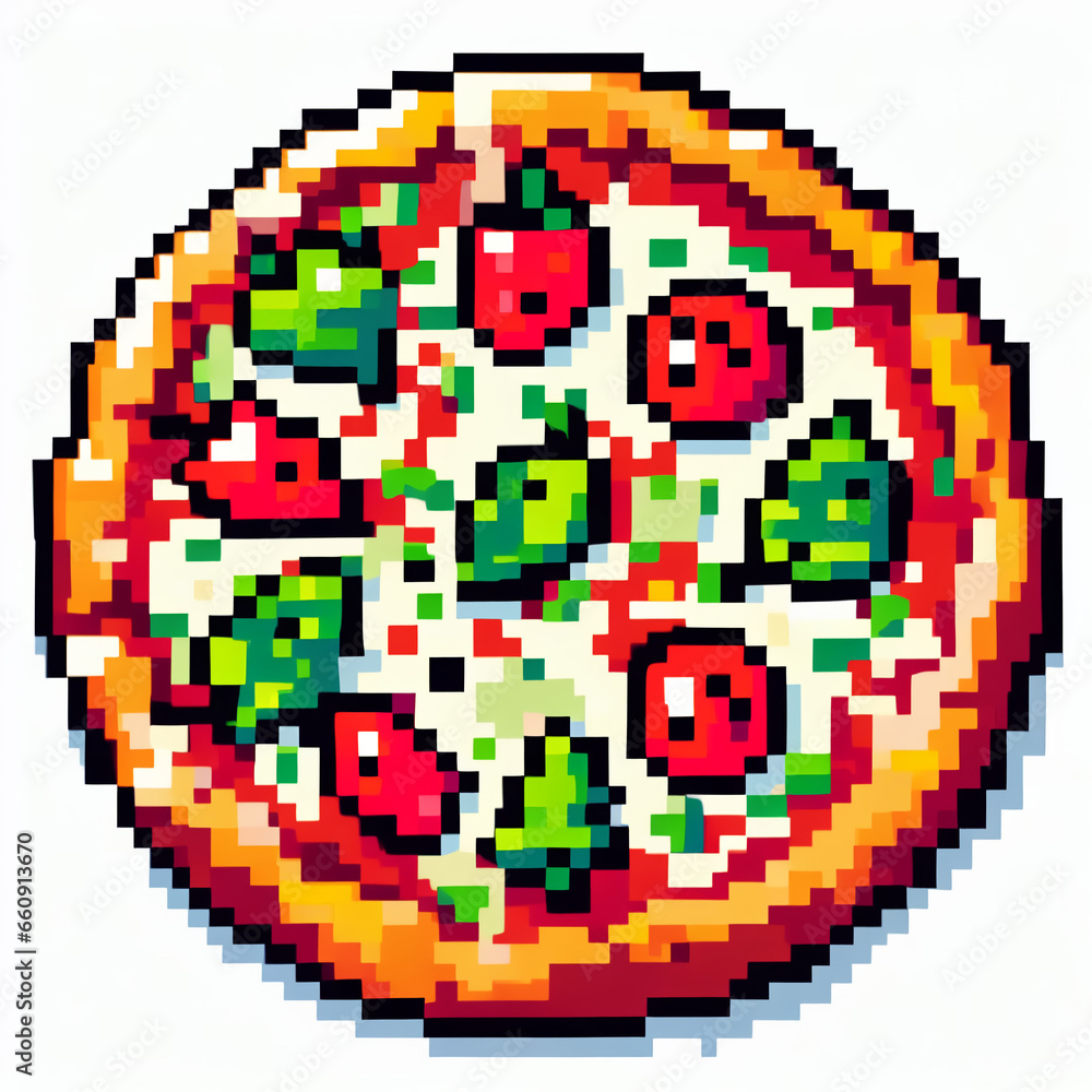 Pixel art of a pizza on white background. Generative AI Stock ...