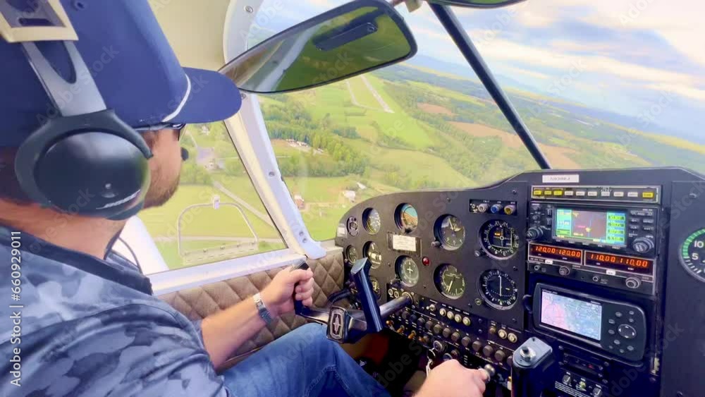 private pilot approaches runway aboard piper cherokee 180, final ...