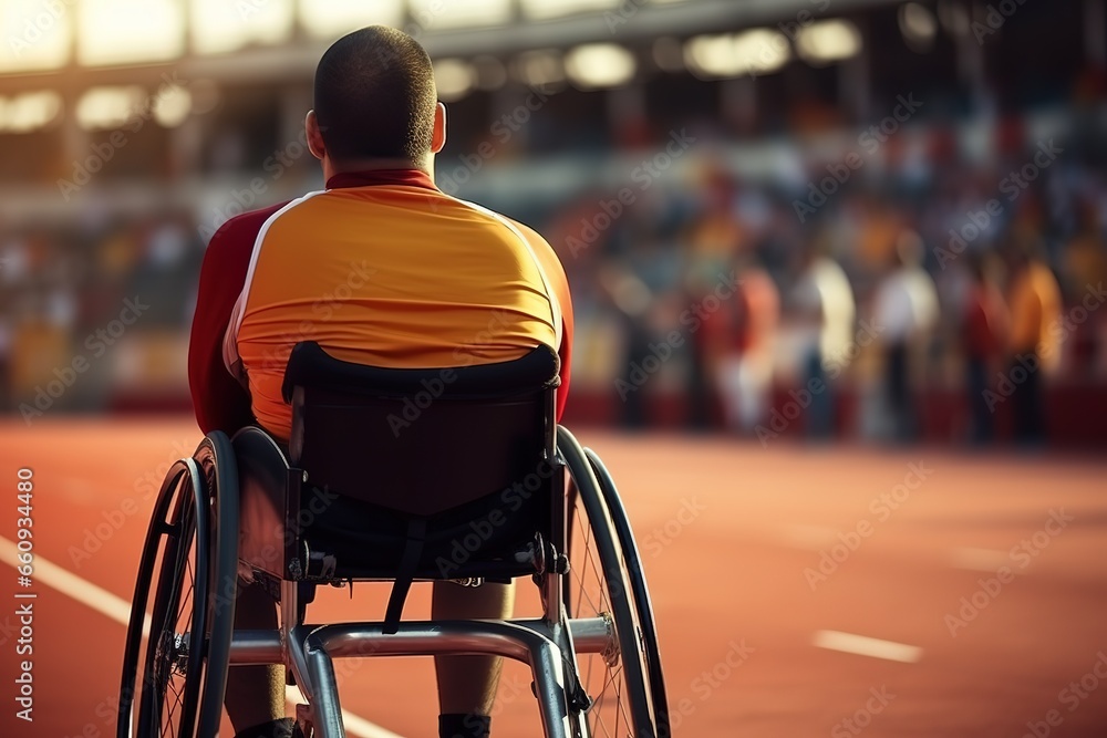 Disabled athlete at a sports competition in a wheelchair Stock Photo ...