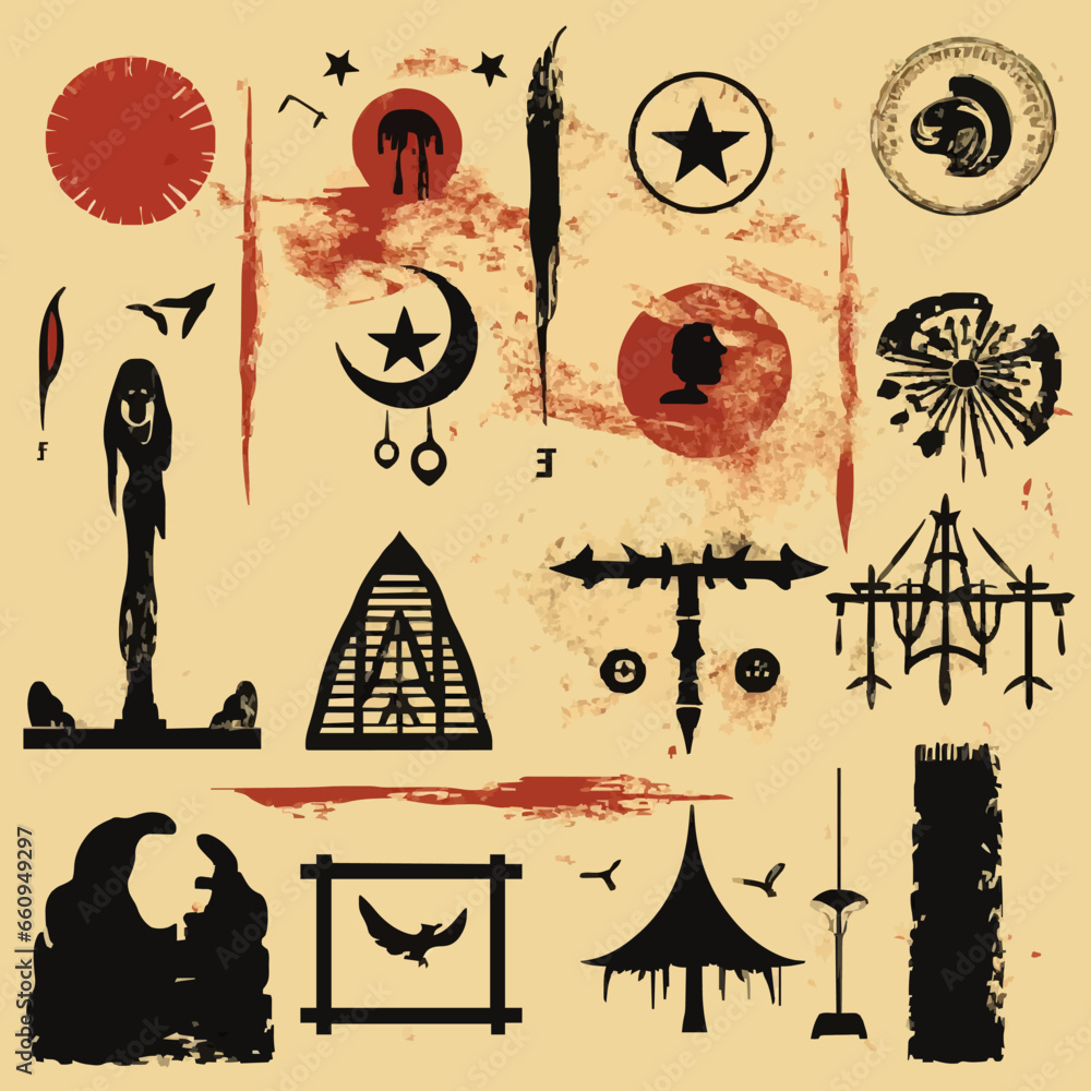 signssymbols cultural icons silhouette. Created using Generative AI ...