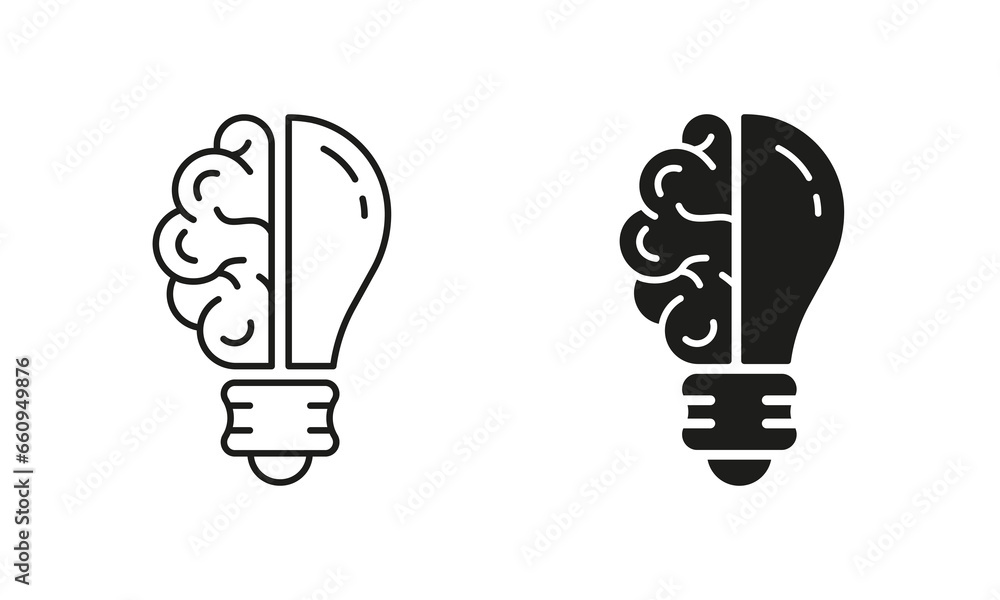 Light Bulb Inspiration, Knowledge, Smart Solution Line and Silhouette ... Light Bulb Inspiration, Knowledge, Smart Solution Line and Silhouette ...