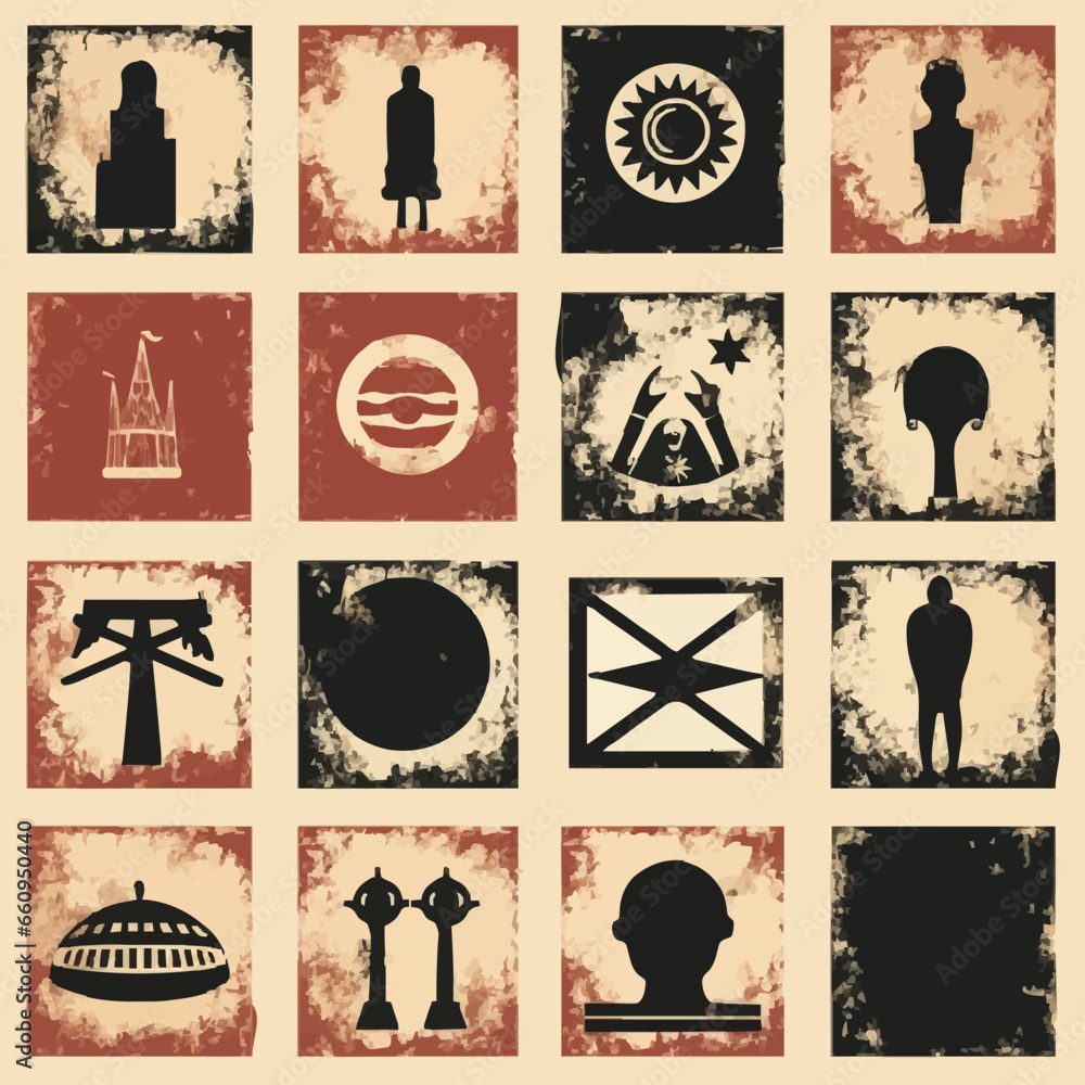 signssymbols cultural icons silhouette. Created using Generative AI ...