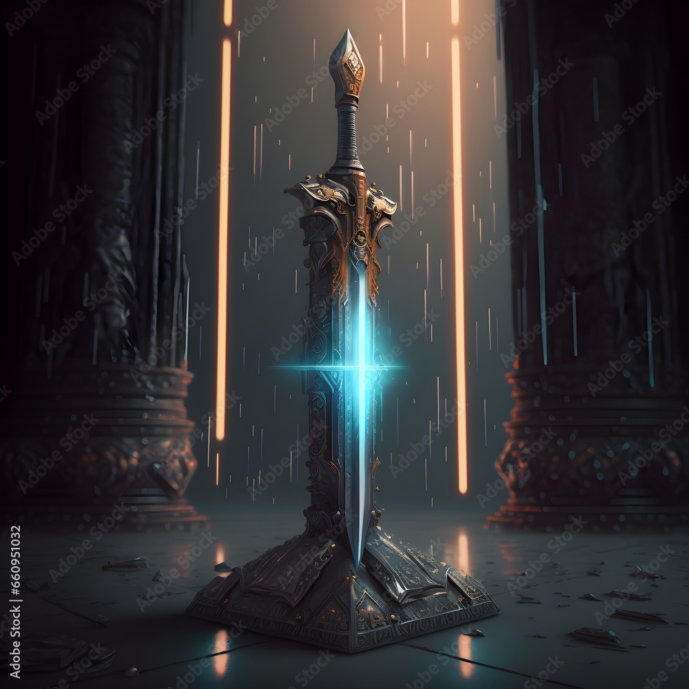 sword futuristic cyberpunk photorealistic hyper detailed volumetric ...