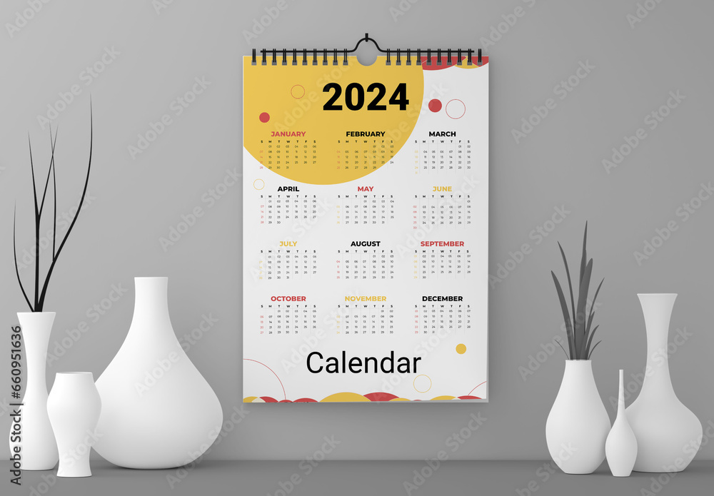 Calendar 2024 Template Stock Template | Adobe Stock