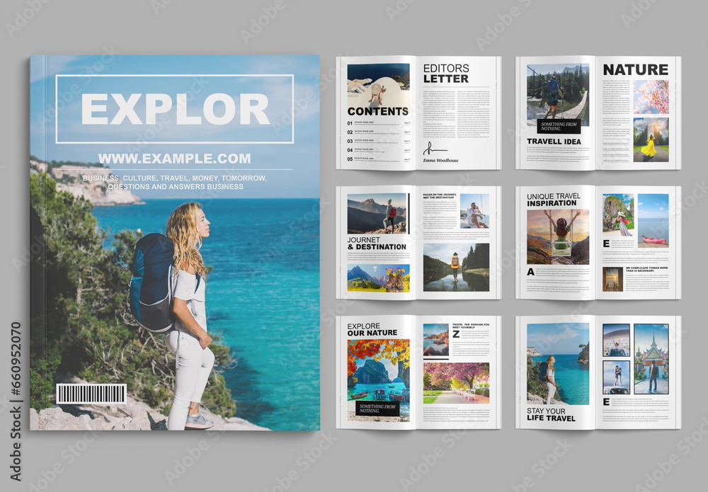 Travel Magazine Design Stock Template | Adobe Stock