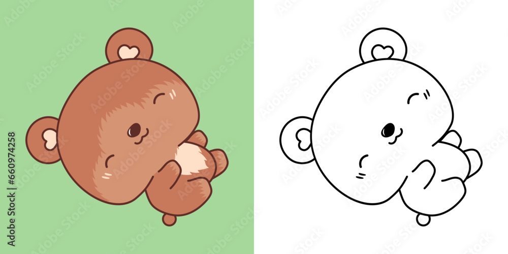 Cute Bear Clipart for Coloring Page and Illustration. Happy Clip Art ...