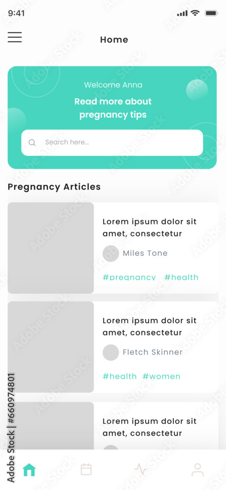 Pregnancy Medical Check and Baby Health Tracker Mobile App UI Kit ...