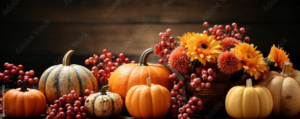 AI generated illustration of a vibrant display of seasonal with an ...