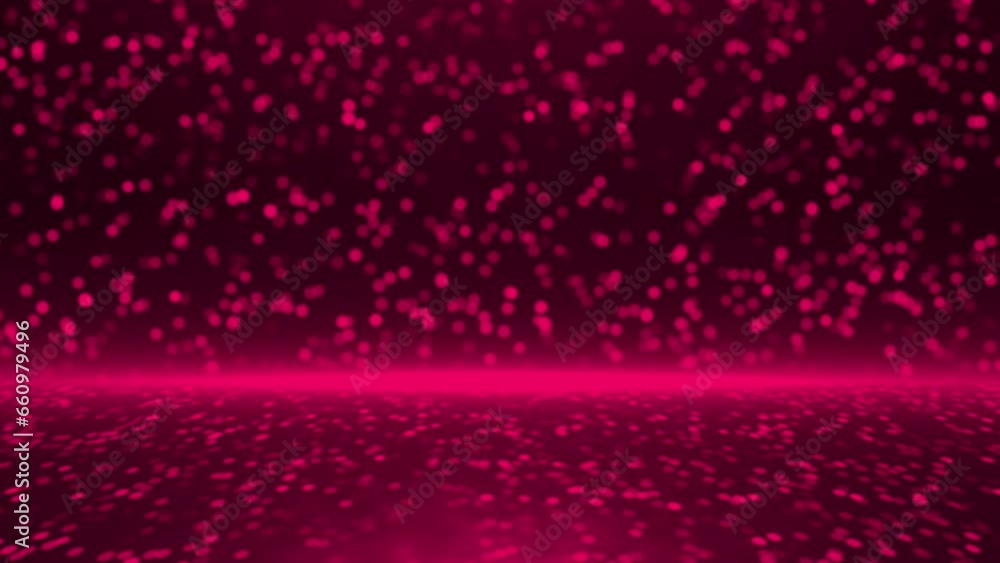 3d Beautiful Magenta red glitter particles falling and flickering ...