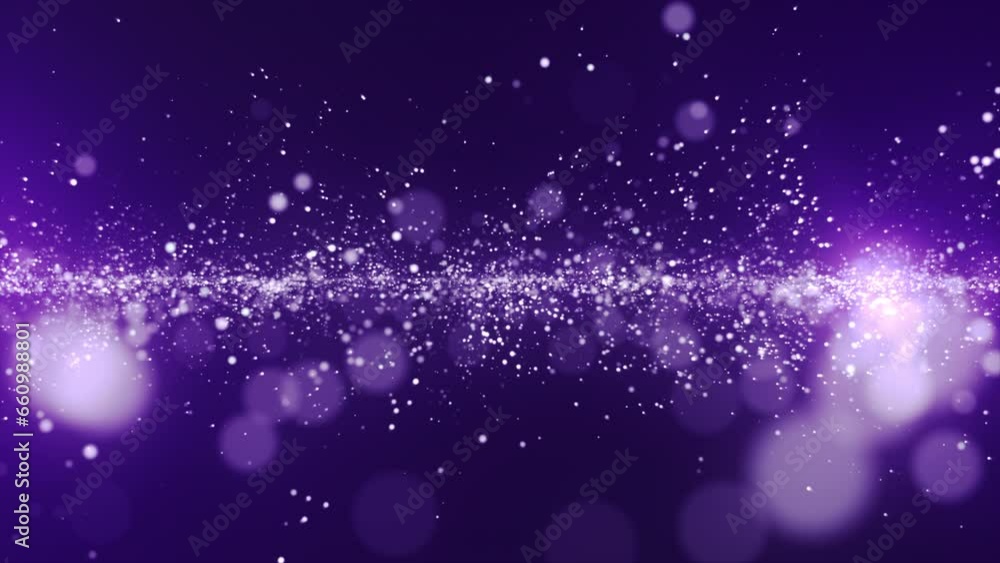 Luxury purple background animation. Shining silver particles with bokeh ...