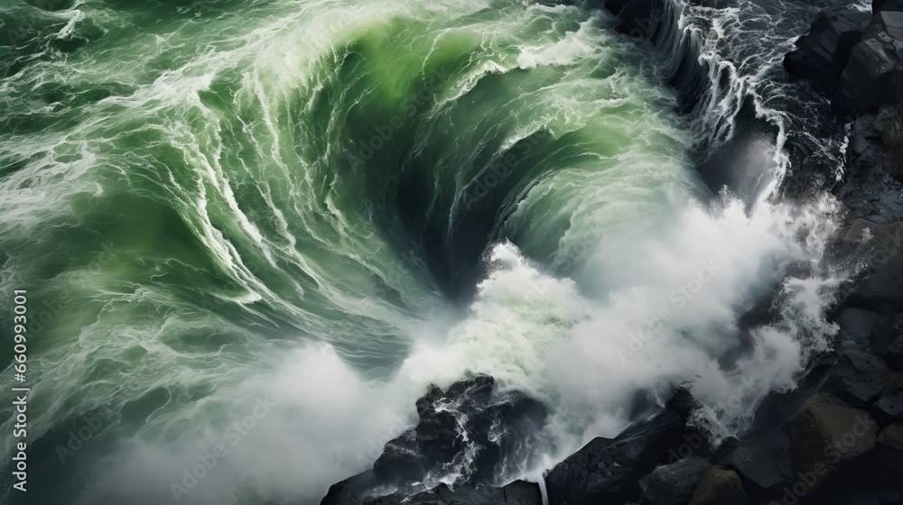 Gentle transitions between the river and sea waves as they intermingle ...