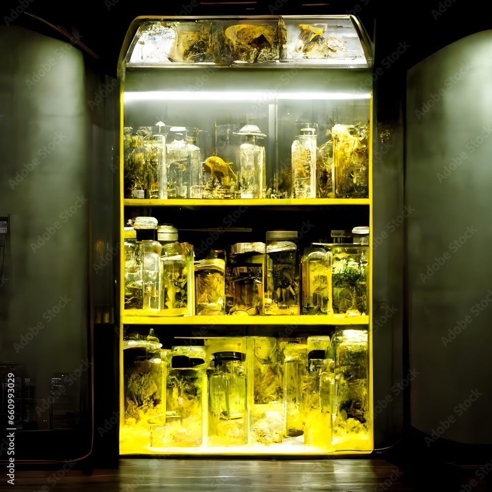 Natural History Museum specimens night no people lots of specimens wall ...