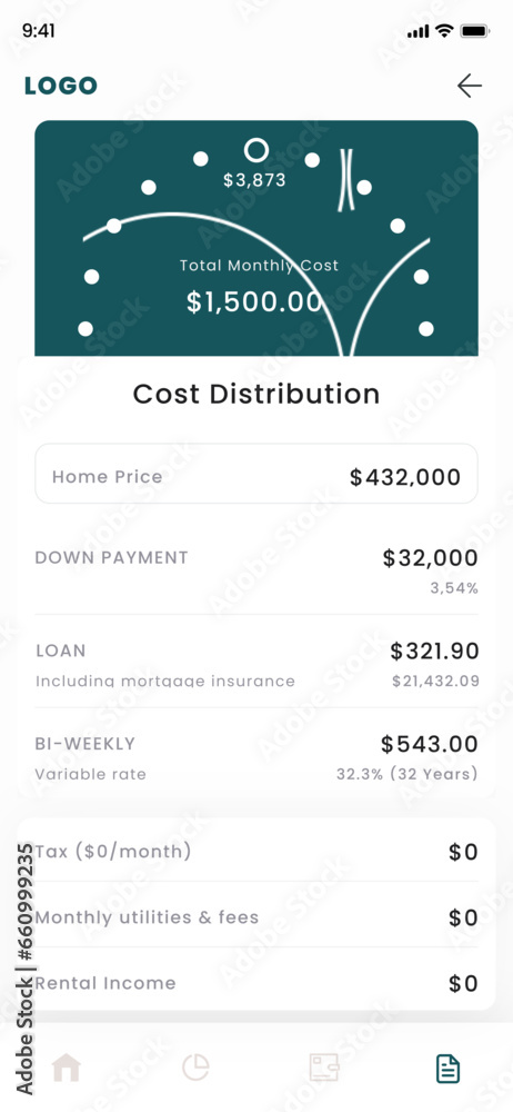 Bank Loan and EMI Mortgage Calculator Mobile App Ui Kit Template Stock ...