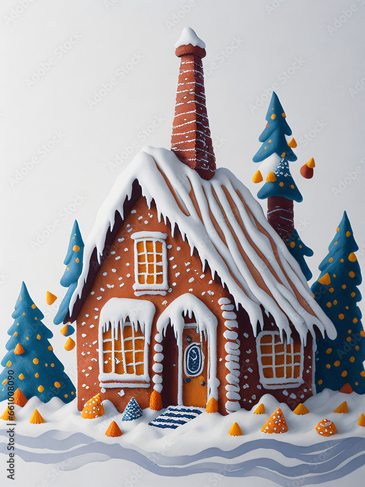 Gingerbread House with Candy Corn Fence, colorful icing, gumdrops ...