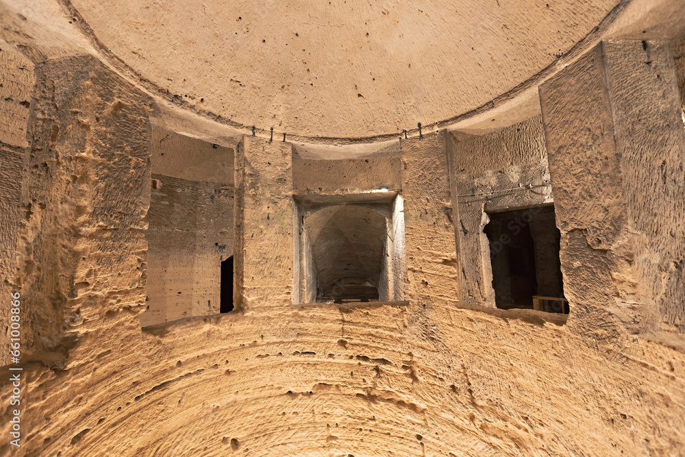 Inside view in the ancient Catacombs of Kom el Shoqafa Alexandria Egypt ...