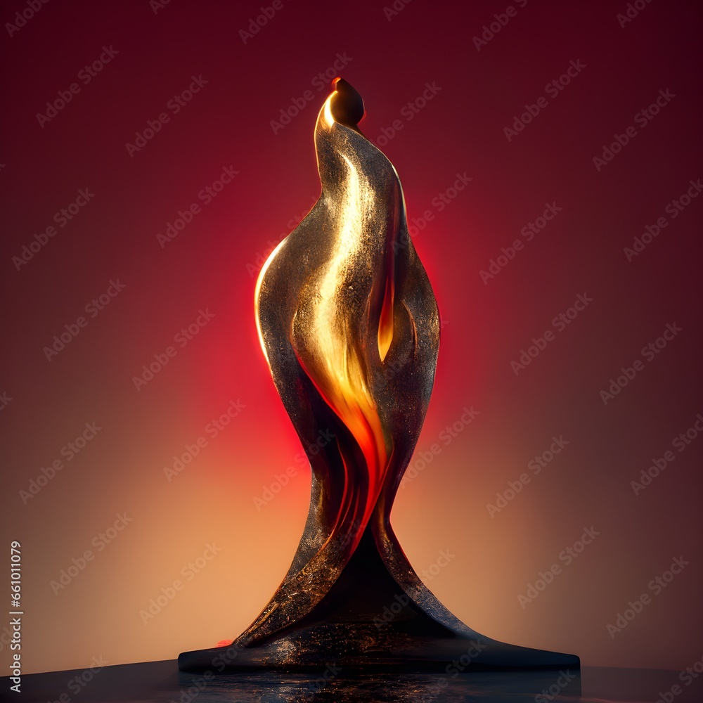 fire minimalism renaissance statue curve 3dimensional red and gold ...