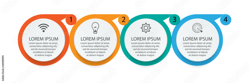 infographic template design, minimalist concept, interconnected circles ...
