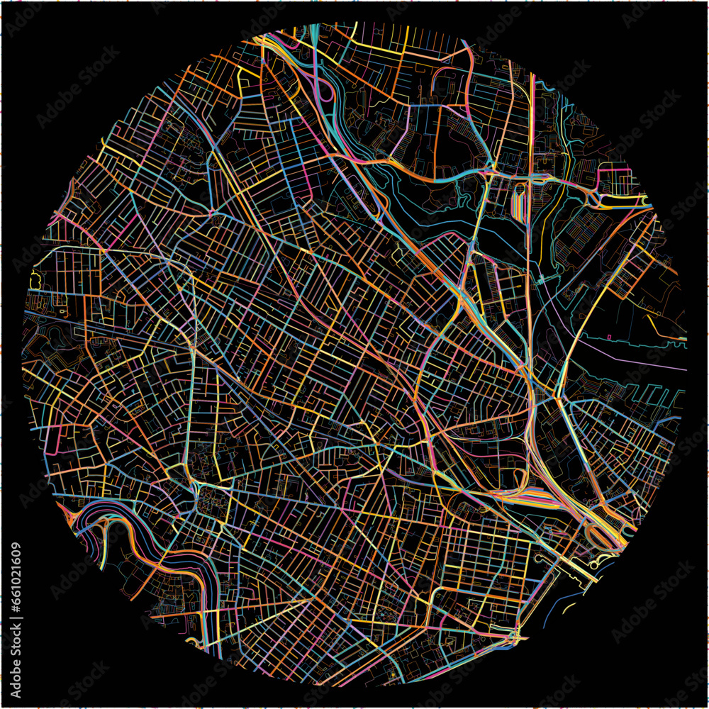 Colorful Map of Somerville, Massachusetts with all major and minor ...