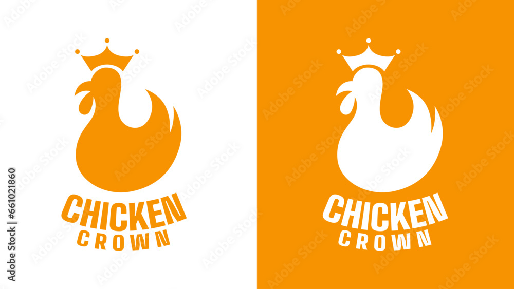 Simple Elegant Chicken Crown Logo Silhouette Concept Stock Vector ...
