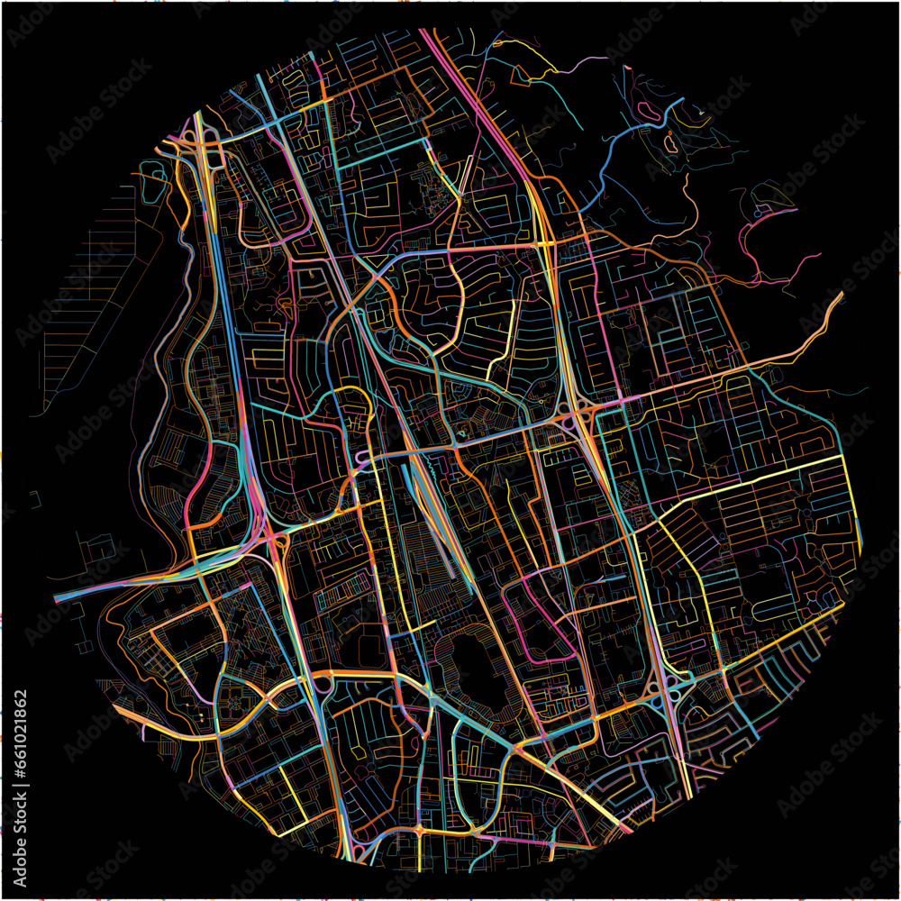 Colorful Map of Milpitas, California with all major and minor roads ...