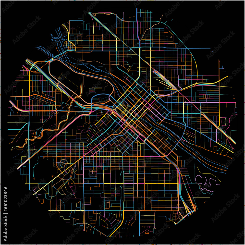 Colorful Map of Waterloo, Iowa with all major and minor roads. Stock ...
